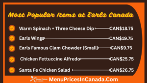 Earls Menu With Prices In Canada 2026 Update