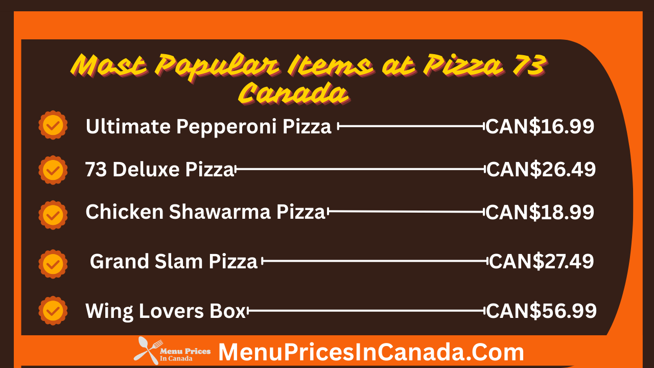 Pizza 73 Menu Prices In Canada 2026 Update