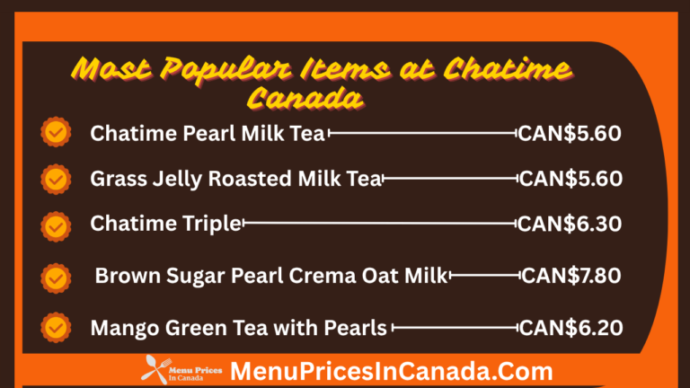 Chatime Menu With Prices In Canada 2026 Update